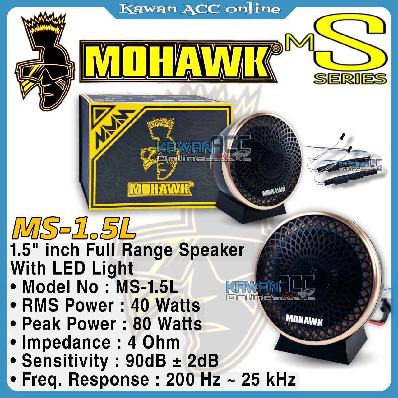 MOHAWK MS Series 1.5" inch Full Range Speaker with LED Light**100 ...