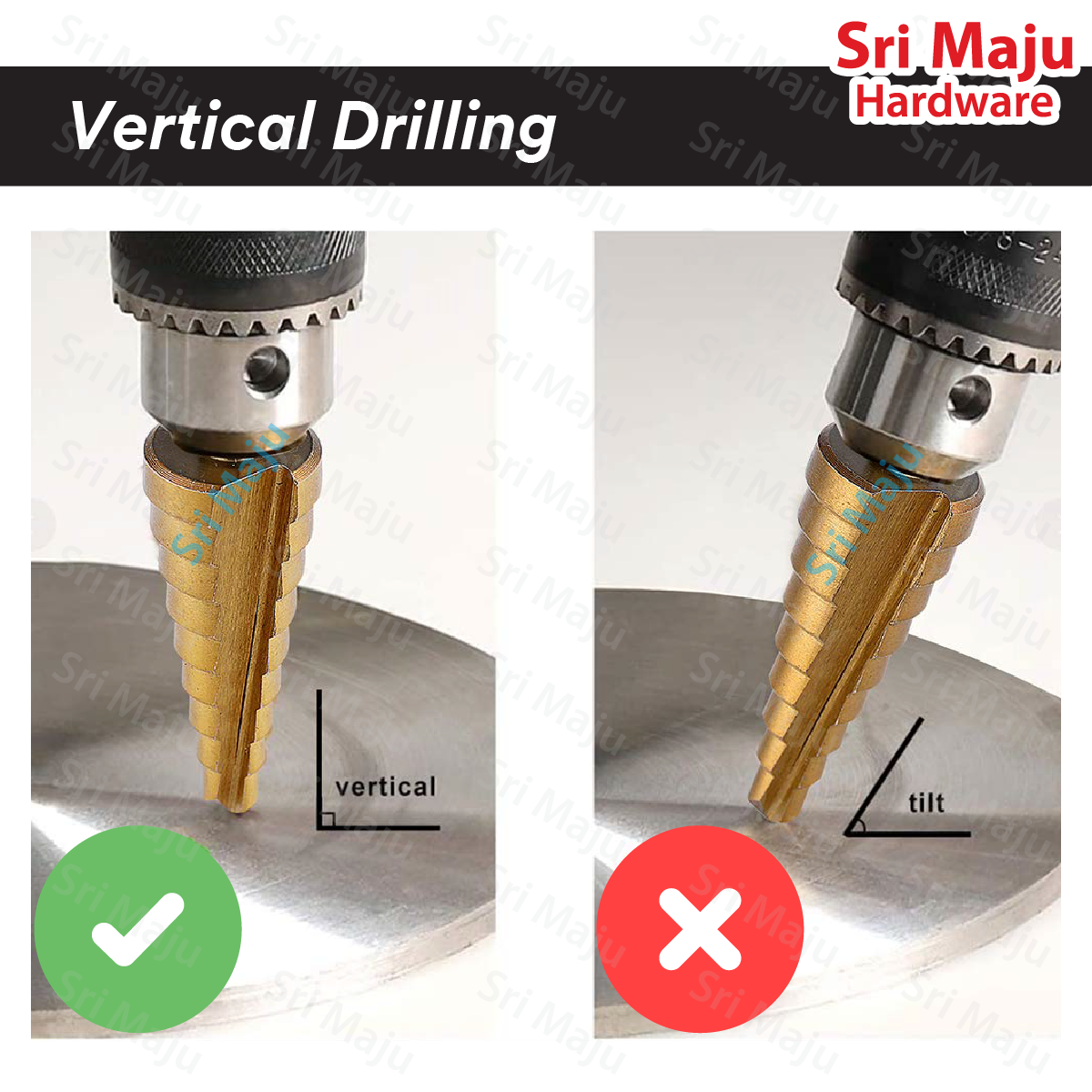 MAJU Step Drill Bit Hex Shank ¼” HSS Titanium Coated Straight or Spiral ...