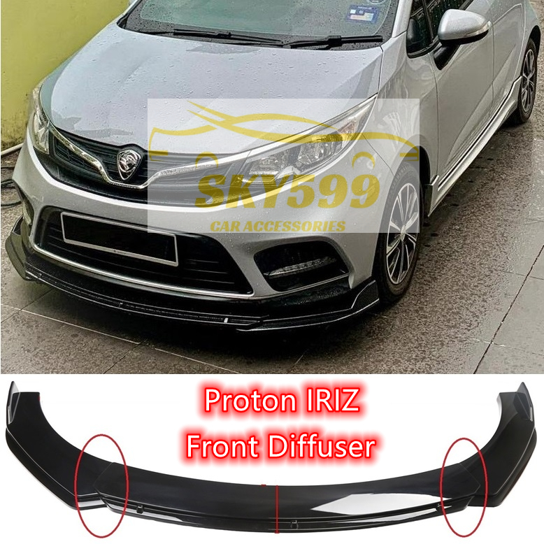 Proton IRIZ Front Bumper Diffuser Lip Wrap Angle Splitters Black ...