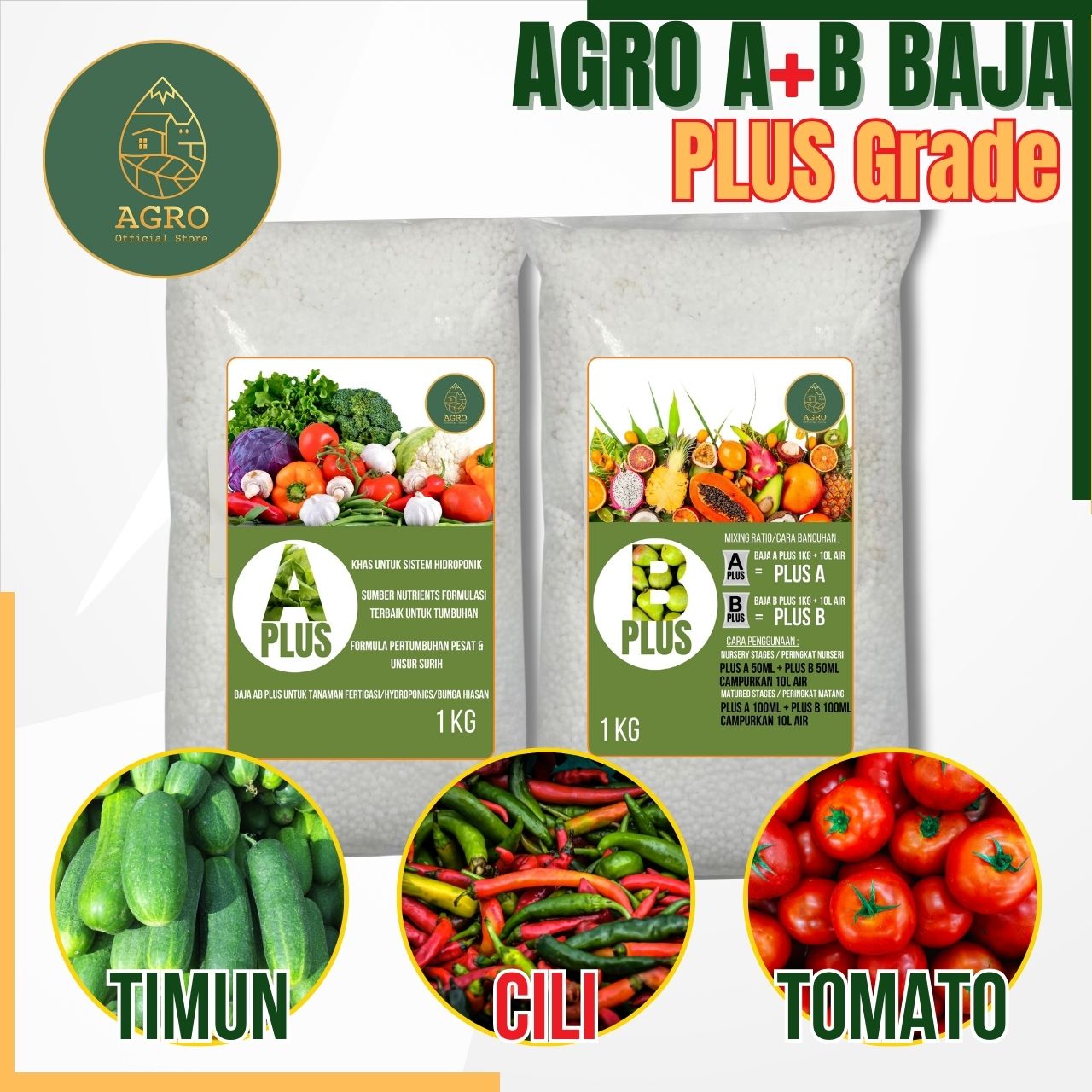 Agro Baja AB 2kg AB Fertilizer Paksa Gemok Untuk Fertigasi dan ...