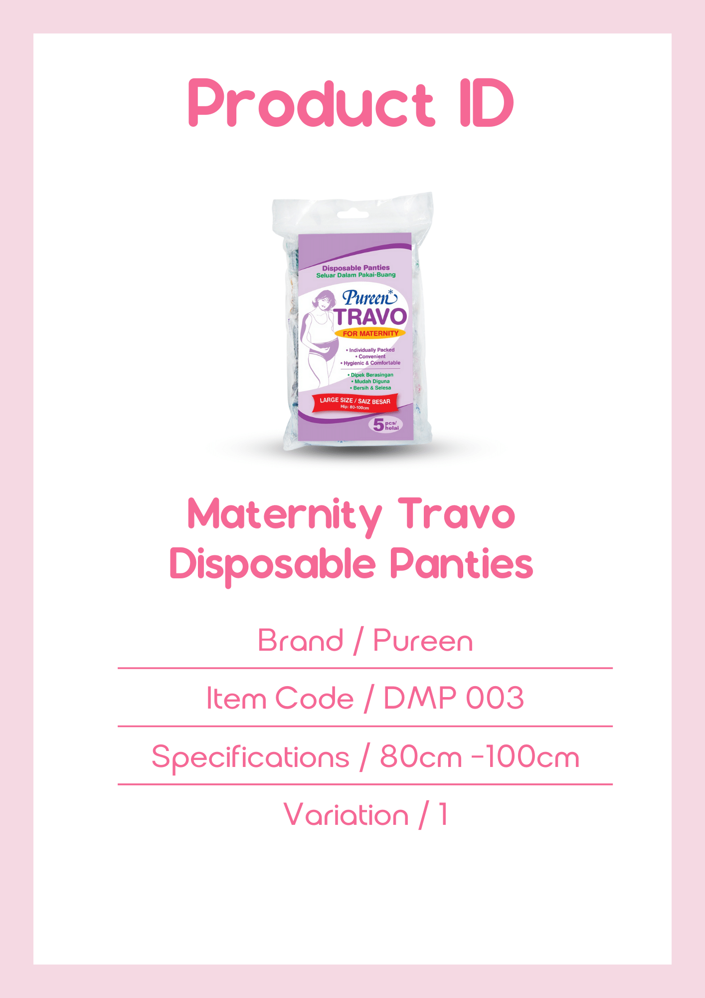 Pureen Travo Disposable Panties Ladies Maternity/Maternity XL/Men ...