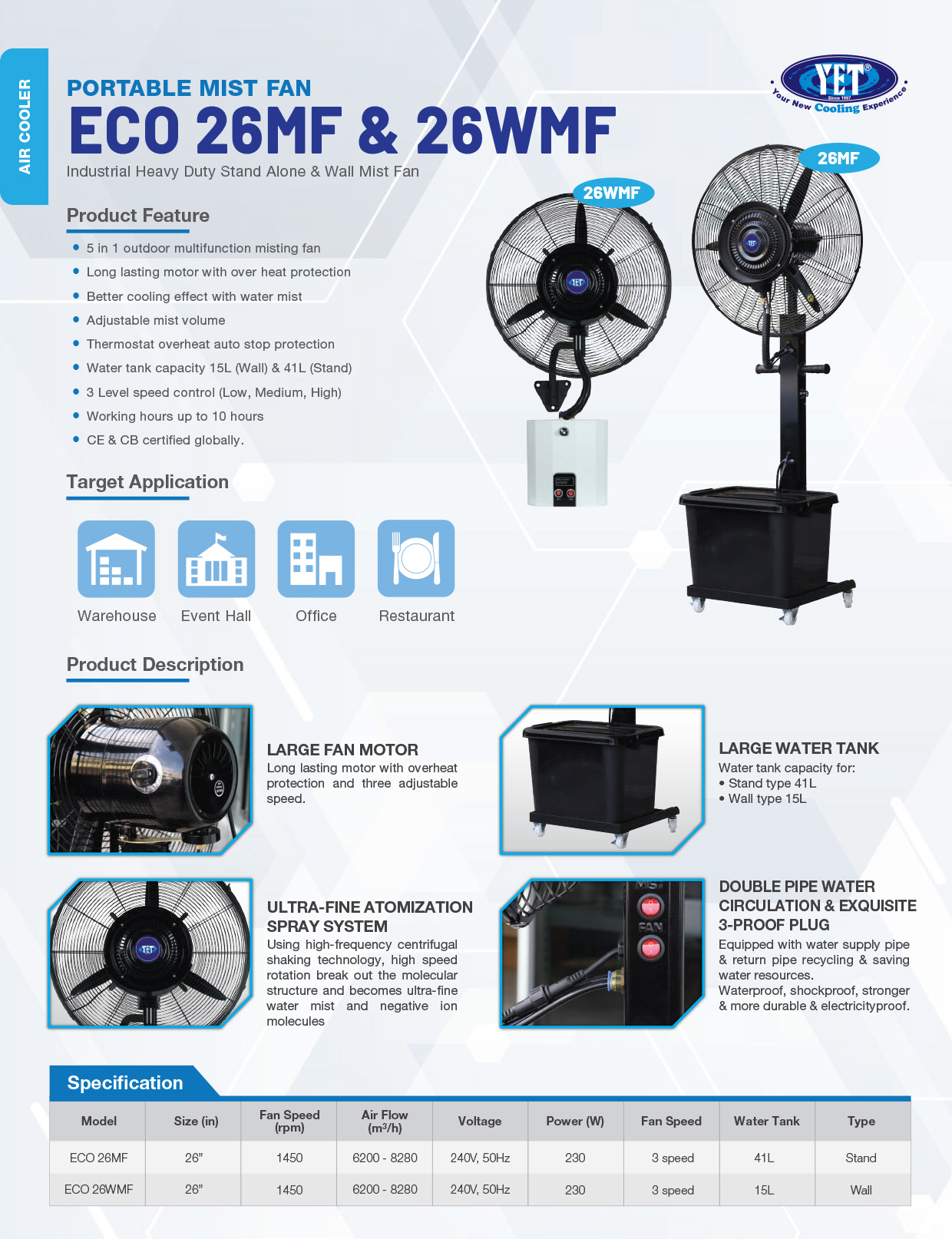 YET ECO 26MF MIST FAN INDUSTRIAL SPRAY STAND FAN WITH PUMP KIPAS AIR ...