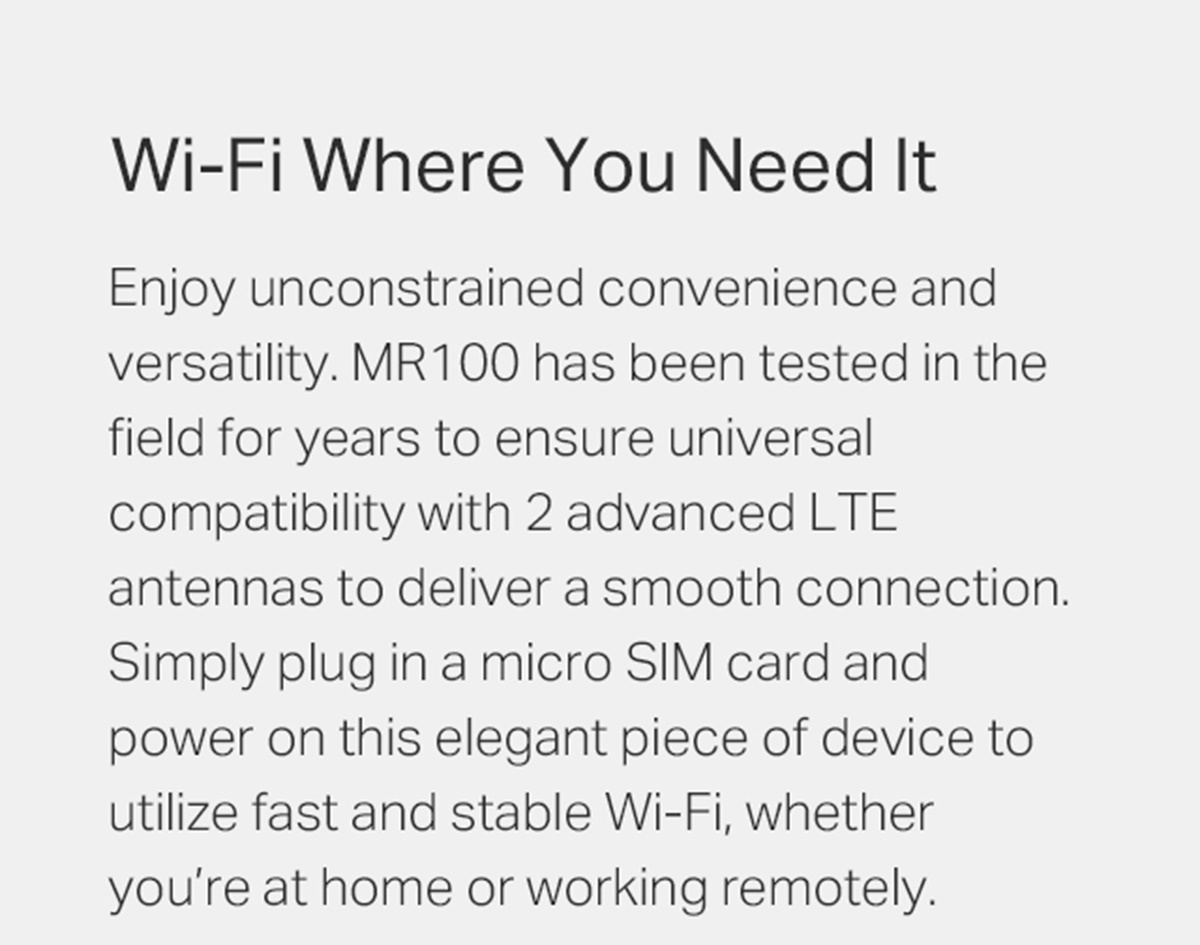 TP-Link TL-MR100 300 Mbps Wireless N 4G LTE Wifi B28 Mod MR100 Router ...