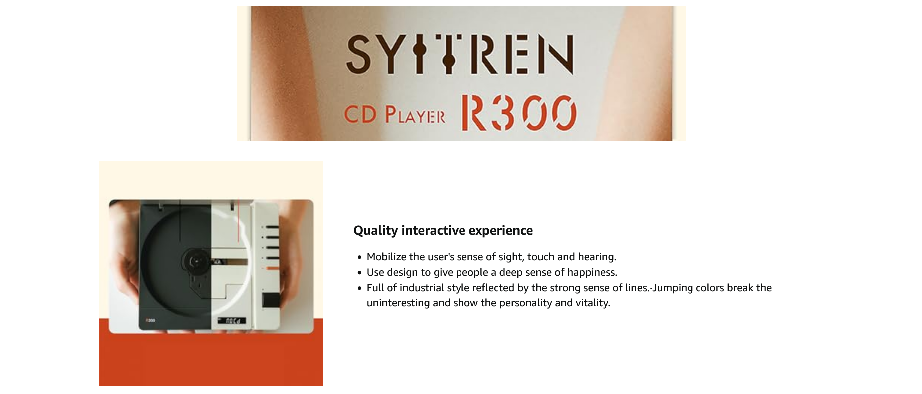 SYITREN R300 CD Player 2000 mAh Battery 2 Way Bluetooth Support Common ...