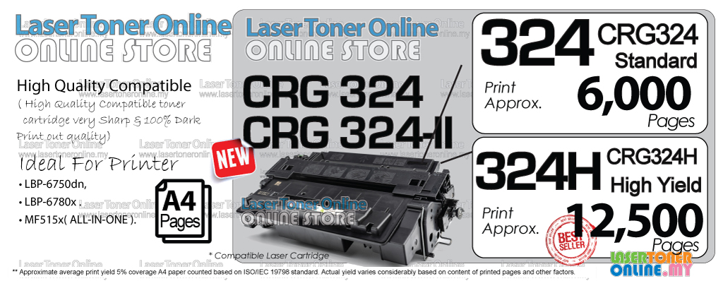 Compatible Laser Printer Toner Canon 324 II Cartridge 324 For Laserjet ...