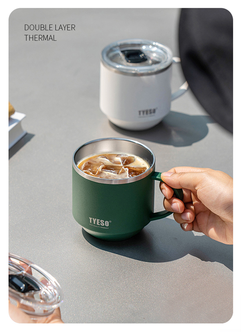TYESO TS-8825 Classic Insulated Thermal Coffee Cup 330ml With Handle 304 Cawan Kopi Office Water ...