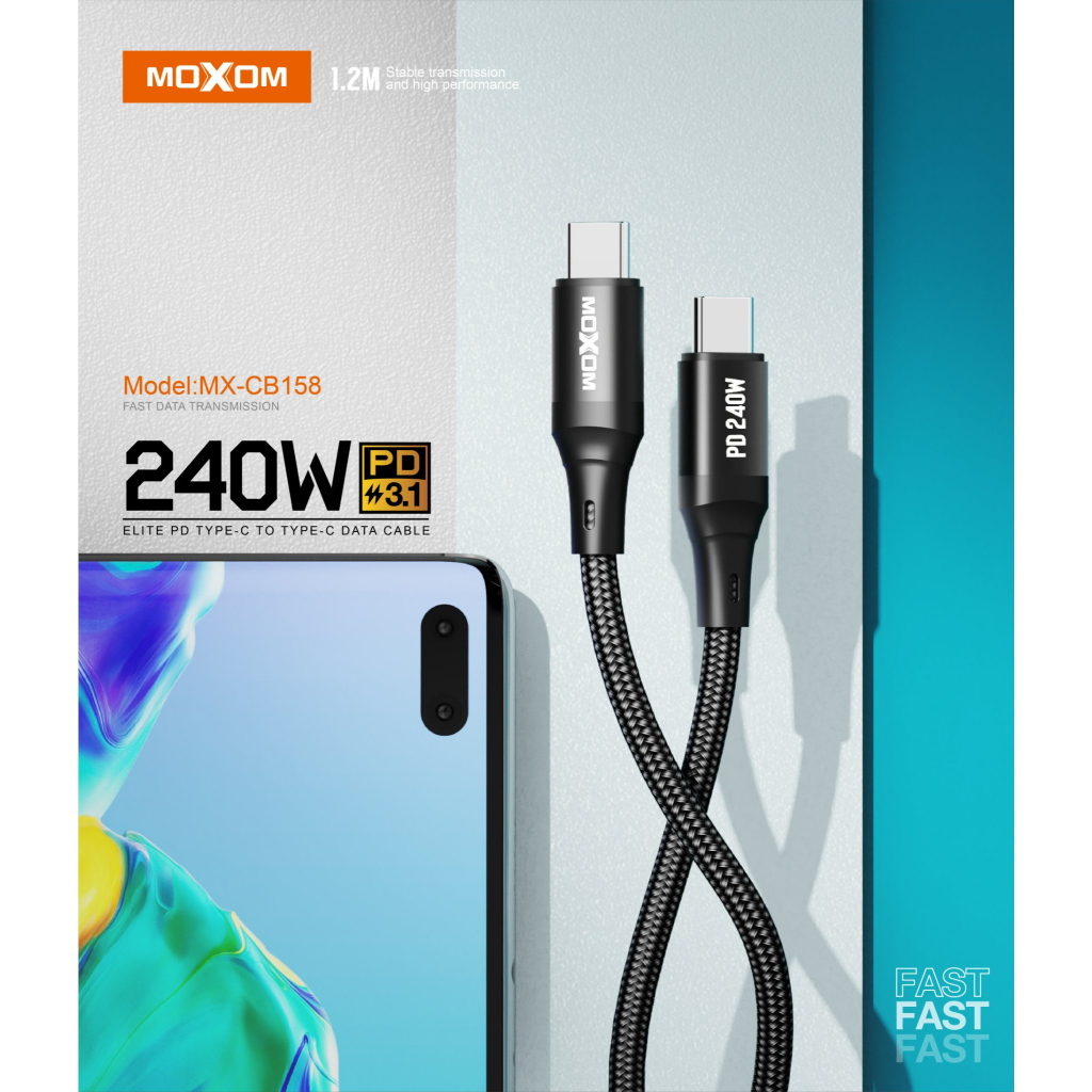 MOXOM Cable MX-CB158 PD Type C to Type C 240W Super Fast Charge Data ...