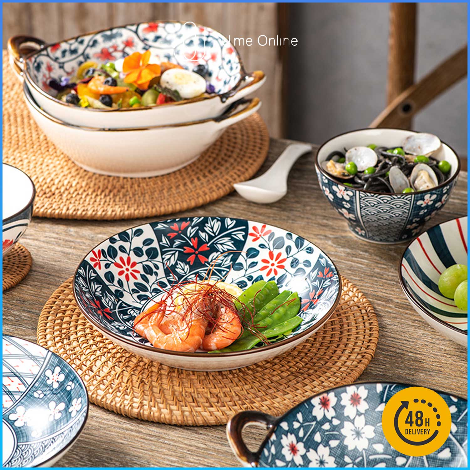 U.me Japanese Wafu Style Ceramic Bowl Plate Dish Set Gift Boxed Bowl ...