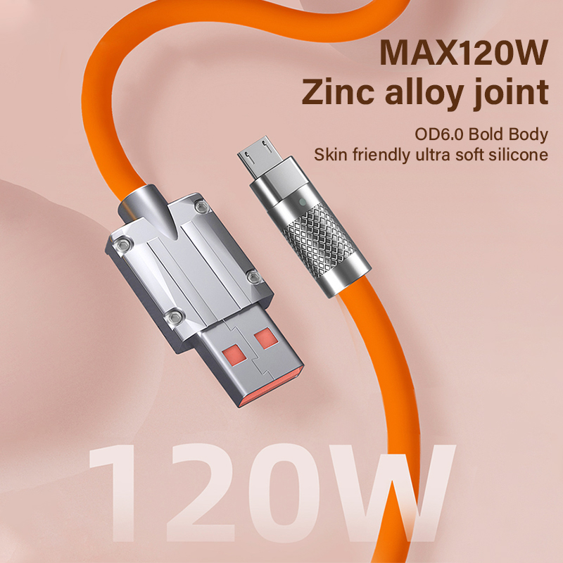 100W 3 in 1 Super Charge Cable Quick Charge Micro USB For 6A Charger ...