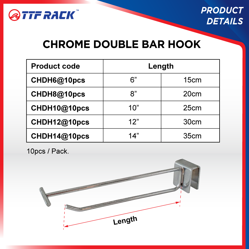 TTF Rack™ (CHSH@10PCS & CHDH@10PCS) Chrome Single Bar Hook & Chrome ...