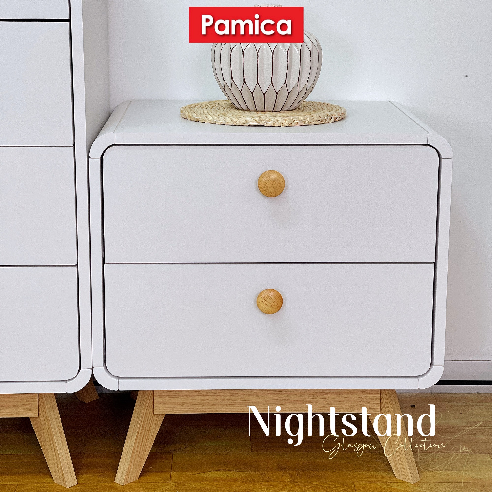 PAMICA Glasgow Muji Nightstand 2 Drawers Chest Modern Furniture Storage ...