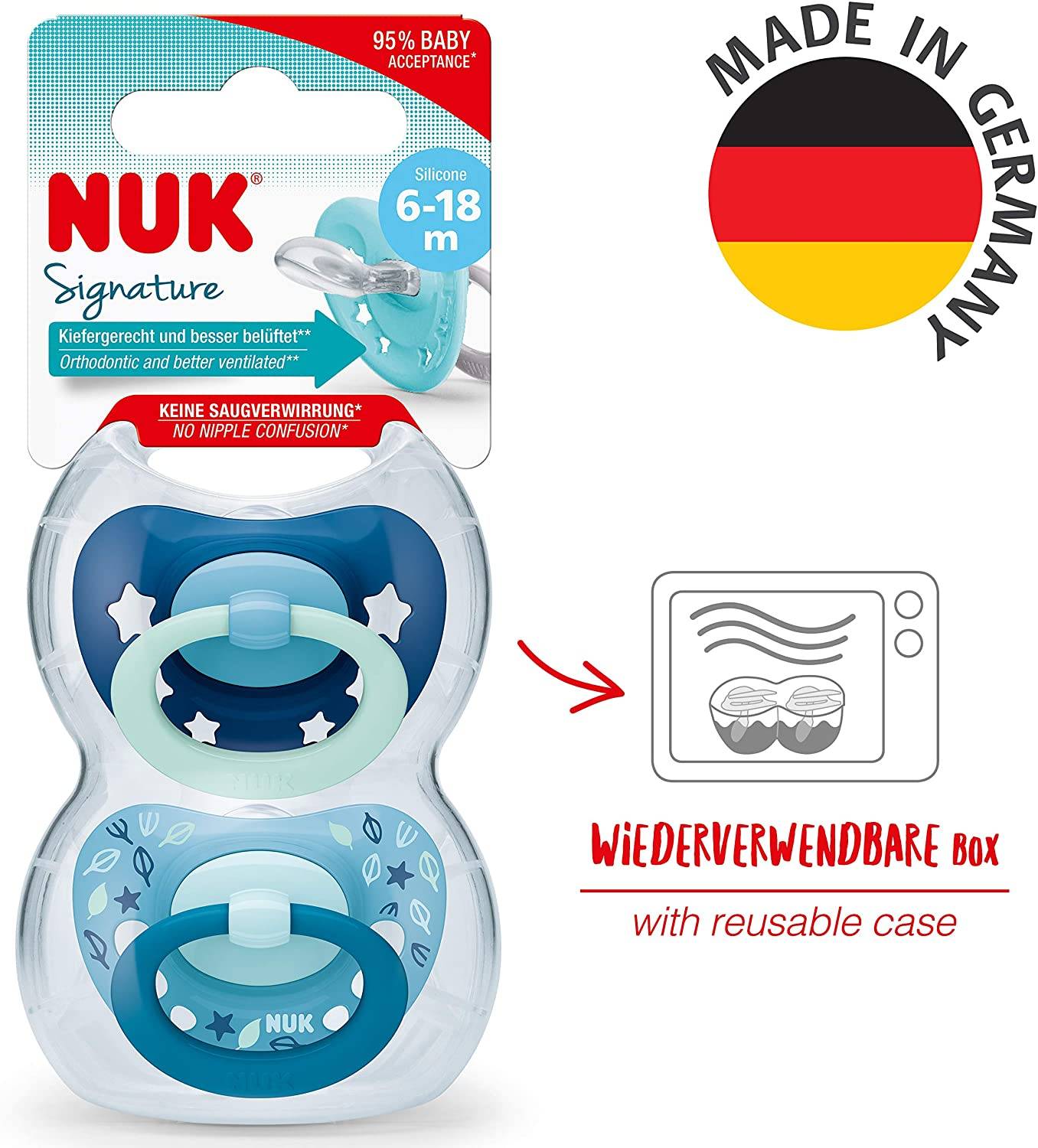 NUK Puting Orthodontic Latex / Silicone Soother / Pacifier Happy Kids ...