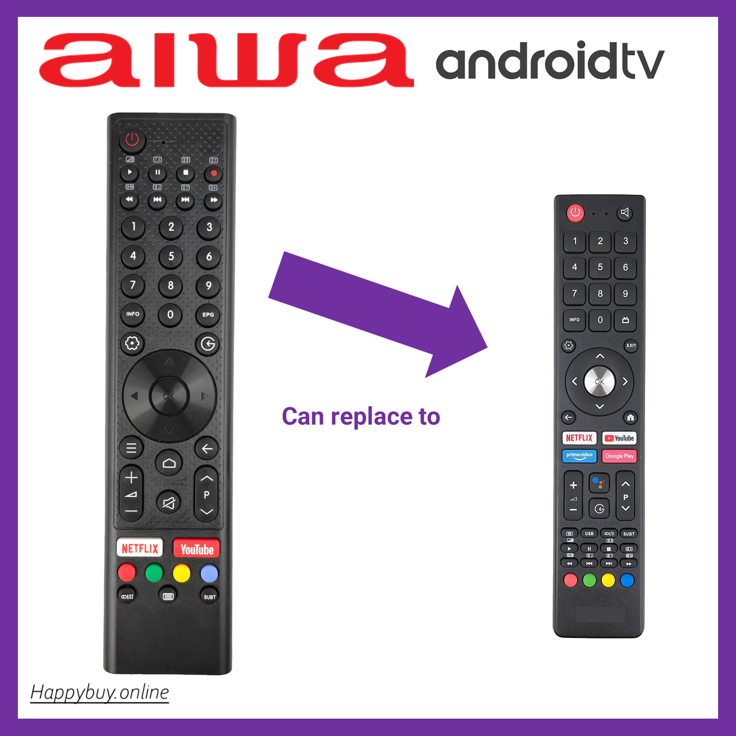 Suitable ChangHong AIWA Android Smart TV Remote Control Youtube Netflix ...