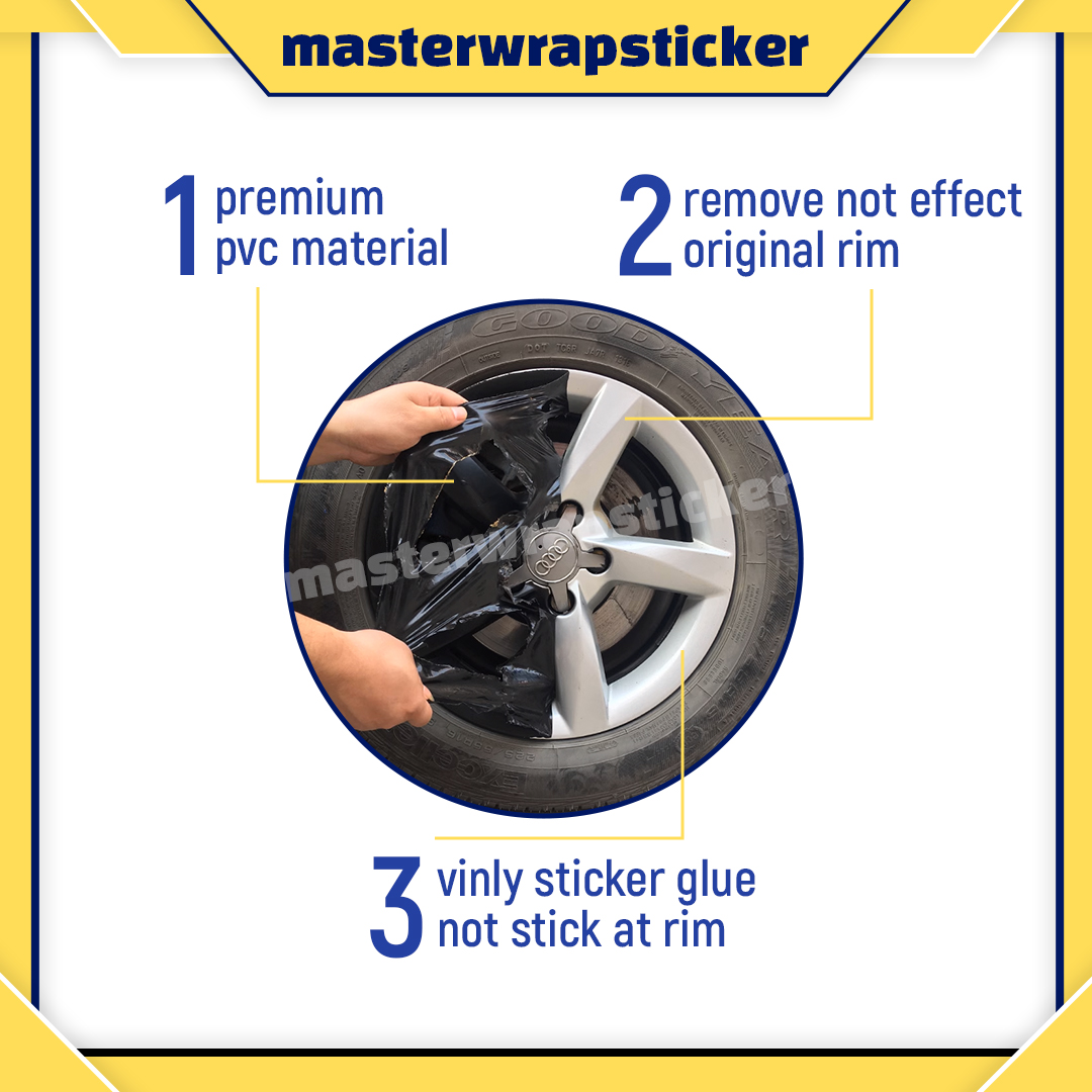 NEW STICKER RIM KERETA WATER PROOF VINYL FILM STIKER(14-19INCH RIM SIZE ...