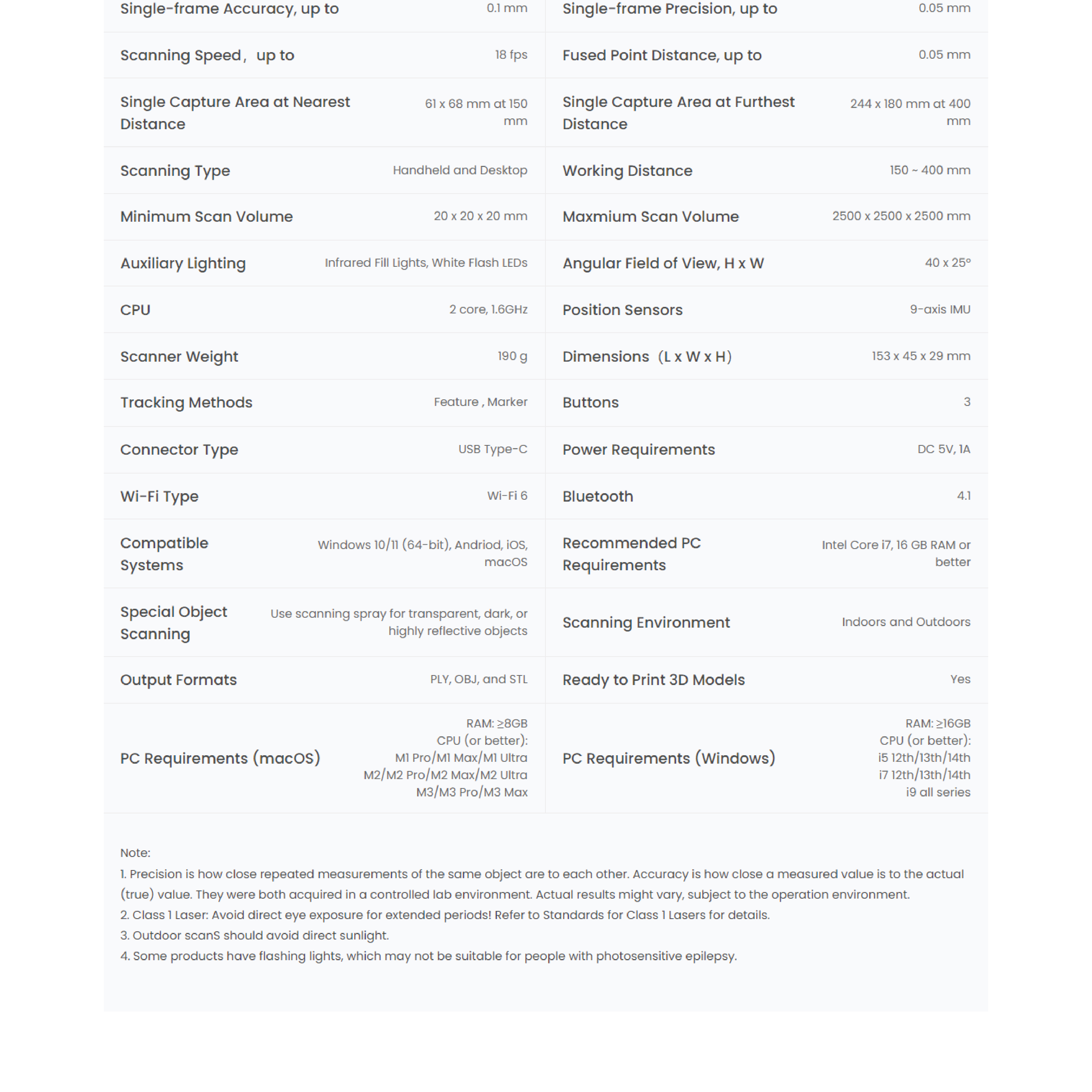 Revopoint POP 3 - Advanced Edition Handheld 3D Scanner with Improved Colour Scan / Up to 0.05mm ...