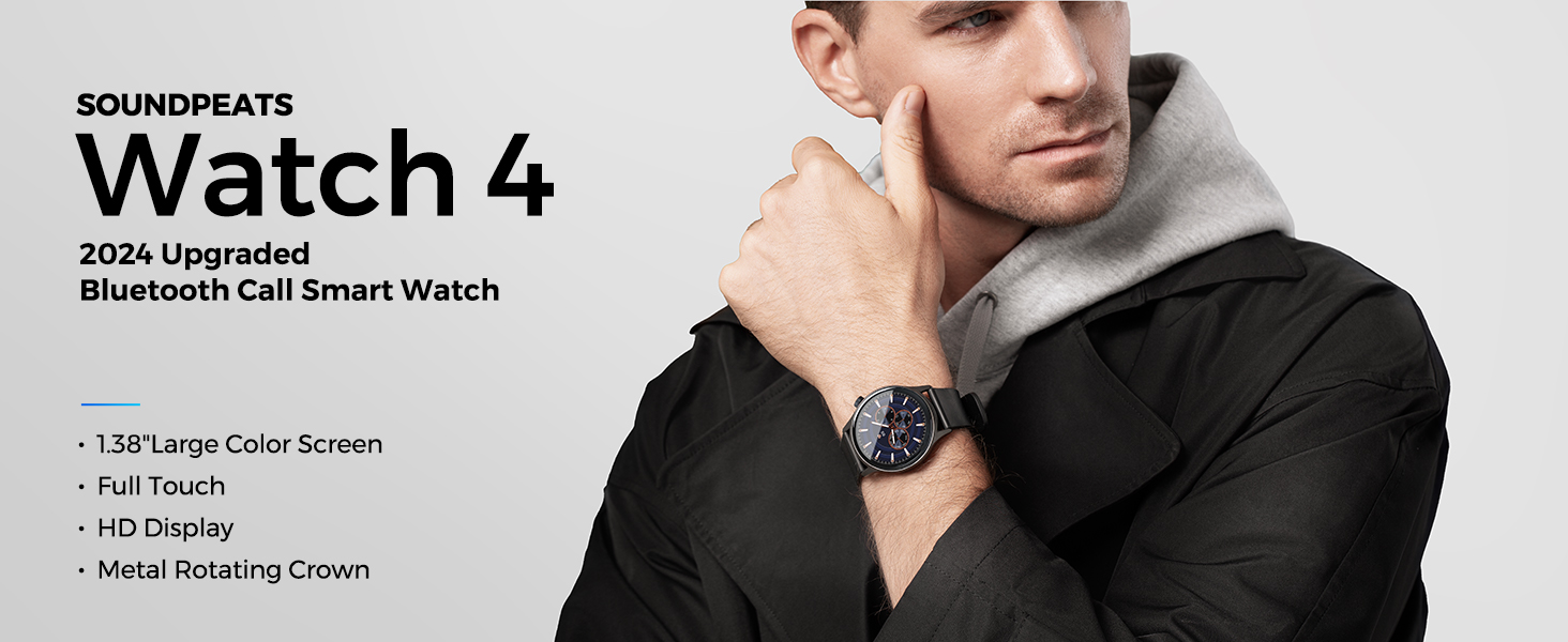 SoundPEATS Watch 4 Bluetooth Call Smart Watch w Health & Fitness ...