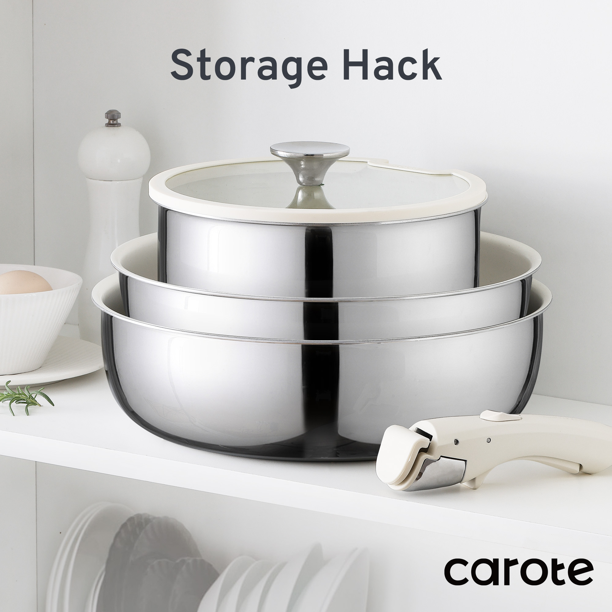 CAROTE 5 PCS Stainless Steel Cookware Set, Nonstick Pots and Pans Set ...