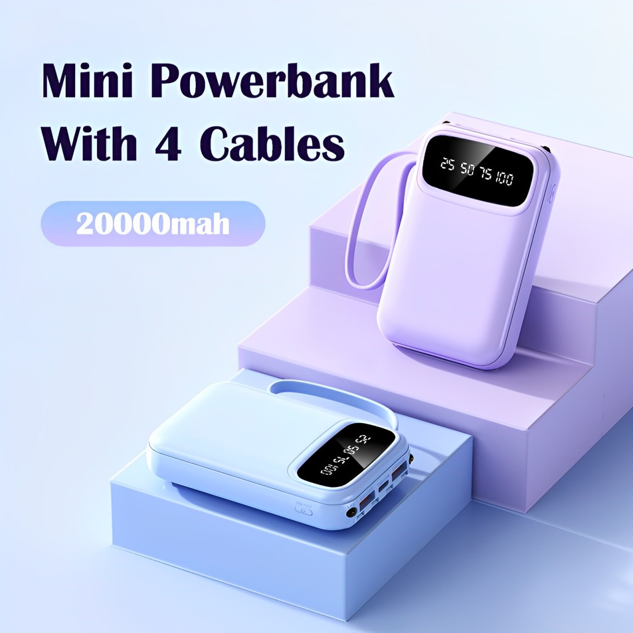 Yisen Colorful PowerBank 20000mAh With 4 Cables Portable Charger ...