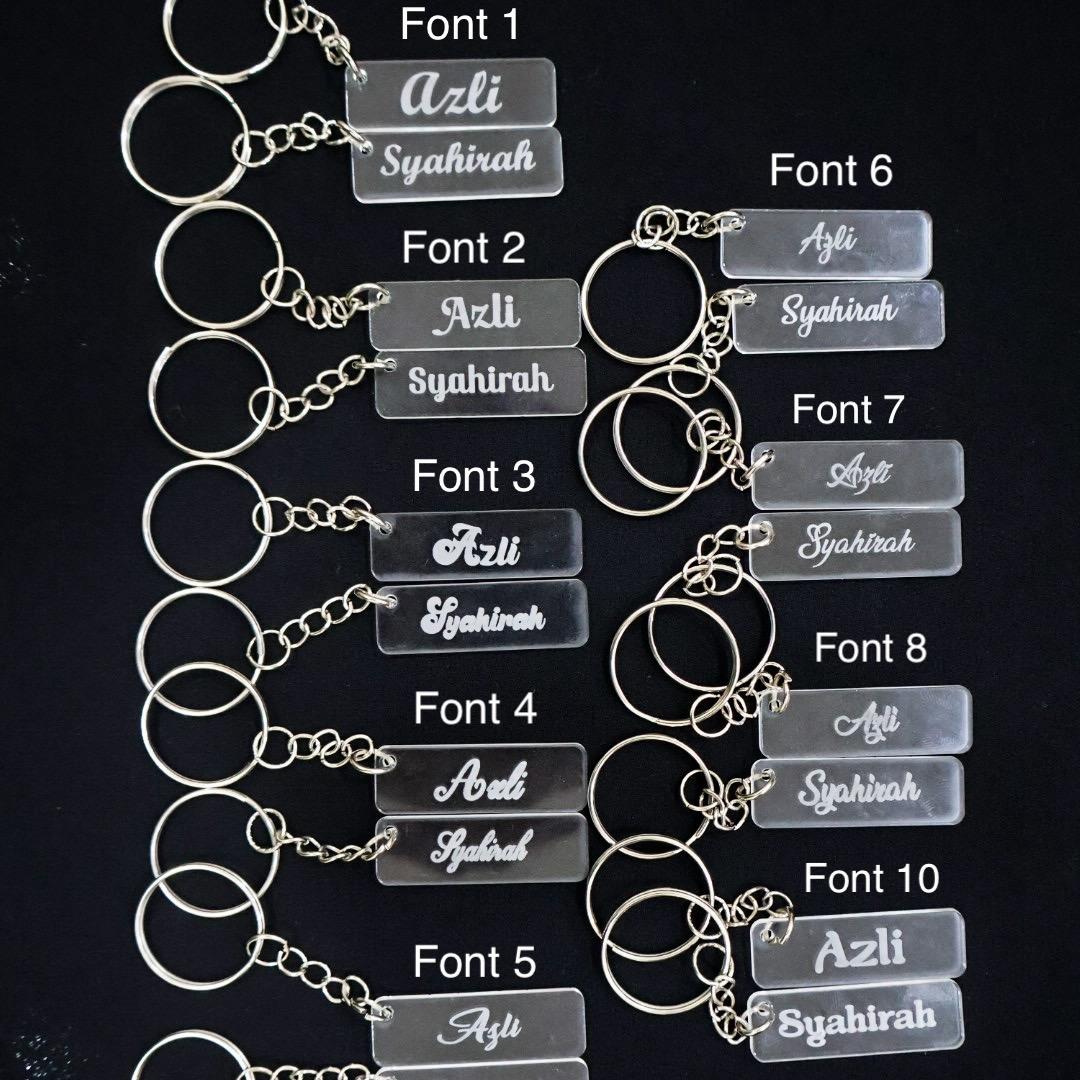 Small Size Version (13 x 40mm) Name-engraved Acrylic Keychain with ...