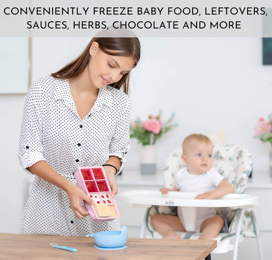 Silicone Ice Cube Baby Food Mold Large Square Ice Tray with Lid Dish ...