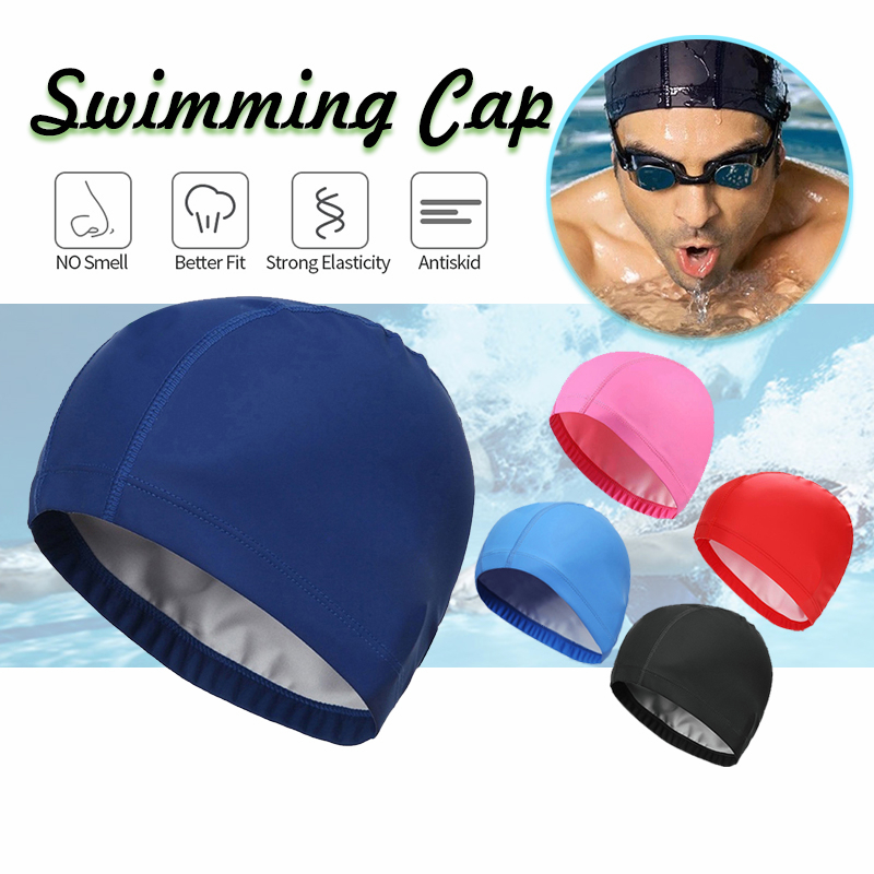 Adults/kids Swimming Caps High Elastic Waterproof PU Protect Ears ...