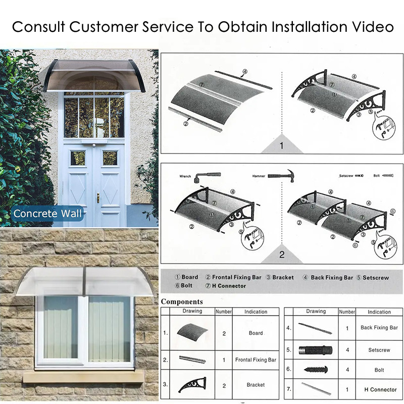 Transparent Platform Awning Rainshed Canopy Balcony Awning ...