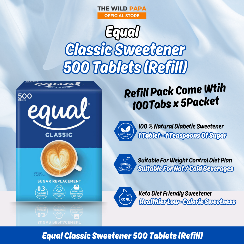 EQUAL Classic Natural Sweetener 100/300/500 Tablets Replacement Sugar ...