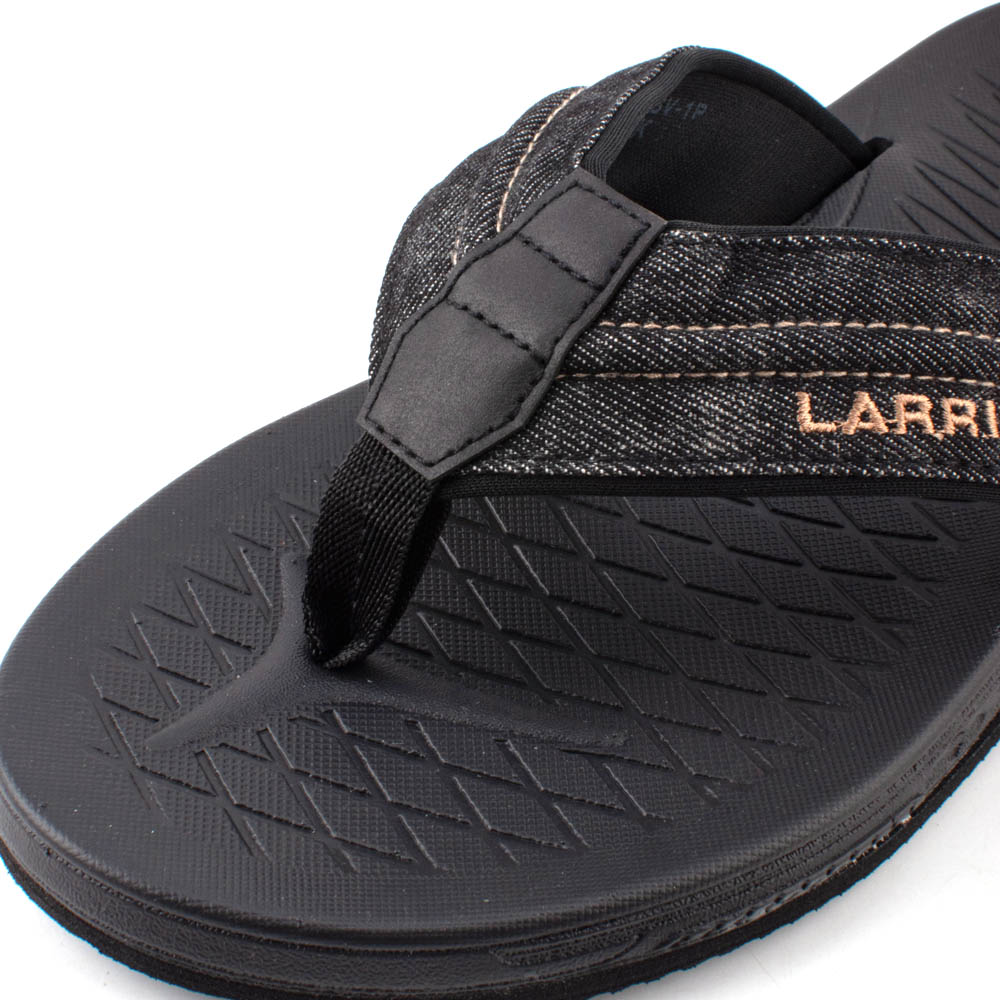 LARRIE Kasut Lelaki Hitam Denim Comfort Flip Flops 592402-SR1SV-1P ...
