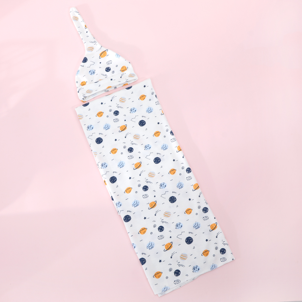 newborn baby swaddle wrap hat set blanket kids children wrappers hat ...