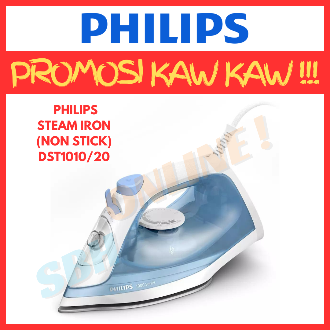 PHILIPS DST1010/20 Non-Stick Steam Iron 1400W Variable setting, 65g of ...