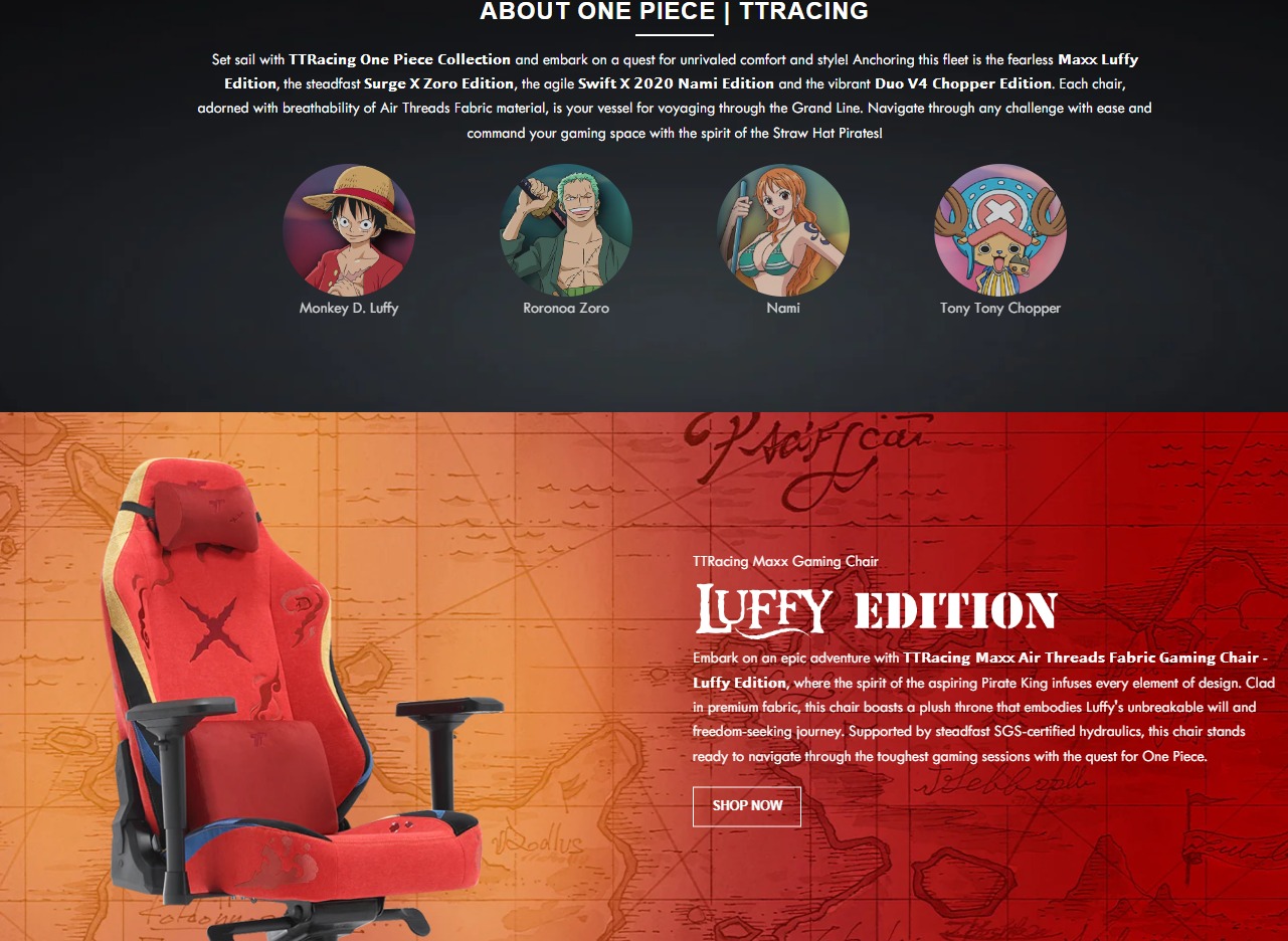 TTRacing MAXX LUFFY EDITION Air Threads Fabric Gaming Chair Office ...