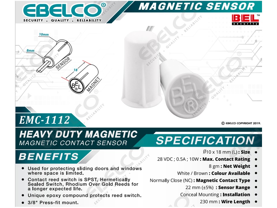 EBELCO EMC Alarm Conceal Magnetic Sensor / Door Sensor / Magnetic ...
