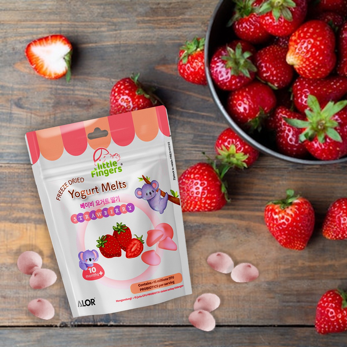 ALOR Little Fingers - Freeze Dried Strawberry Yogurt Melts 15g | Shopee ...
