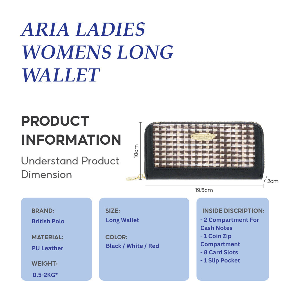 British Polo Aria Ladies Womens Card Slot Compartment Long Wallet ...