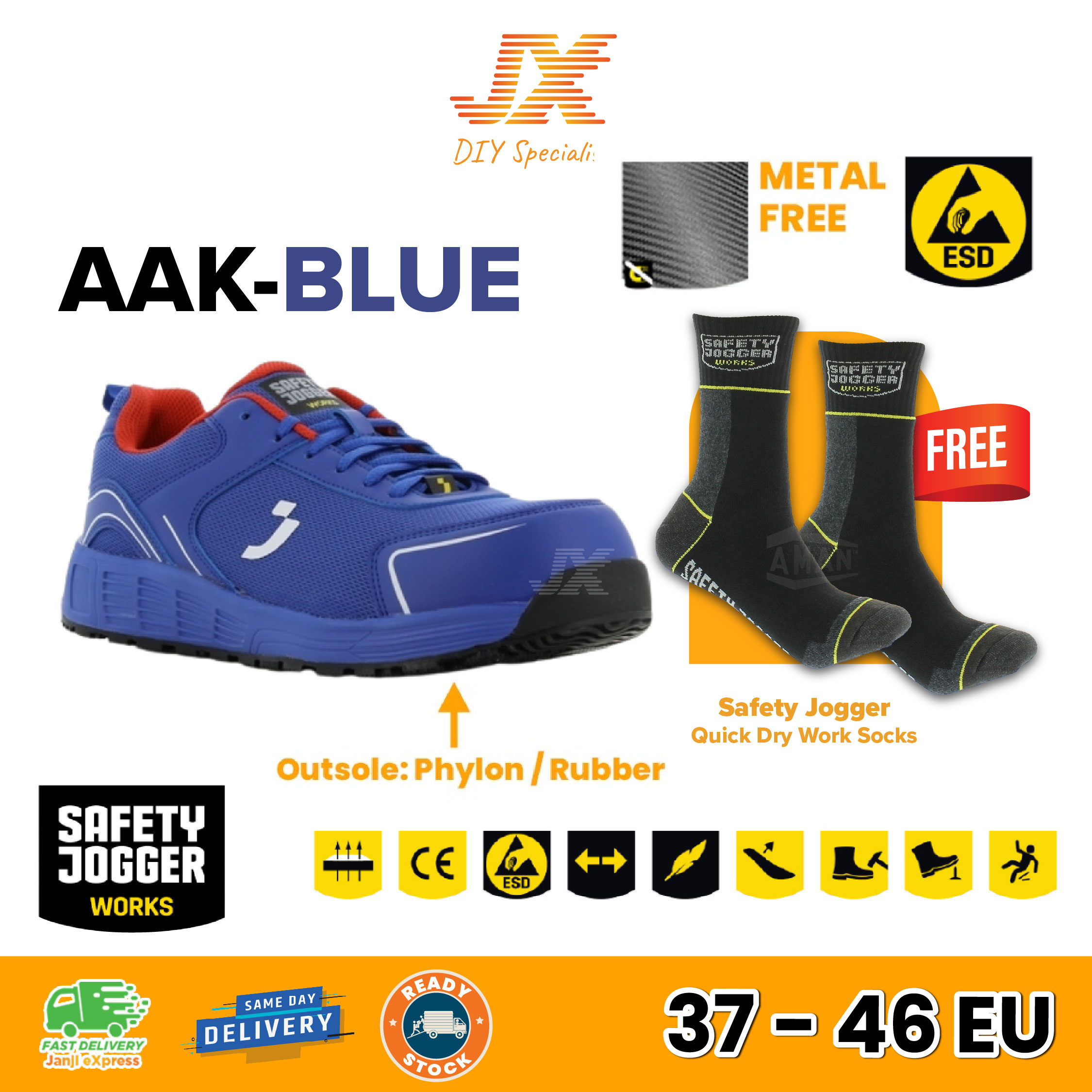 SAFETY JOGGER AAK S1P Low ESD Safety Shoes Composite Toecap Lightweight ...