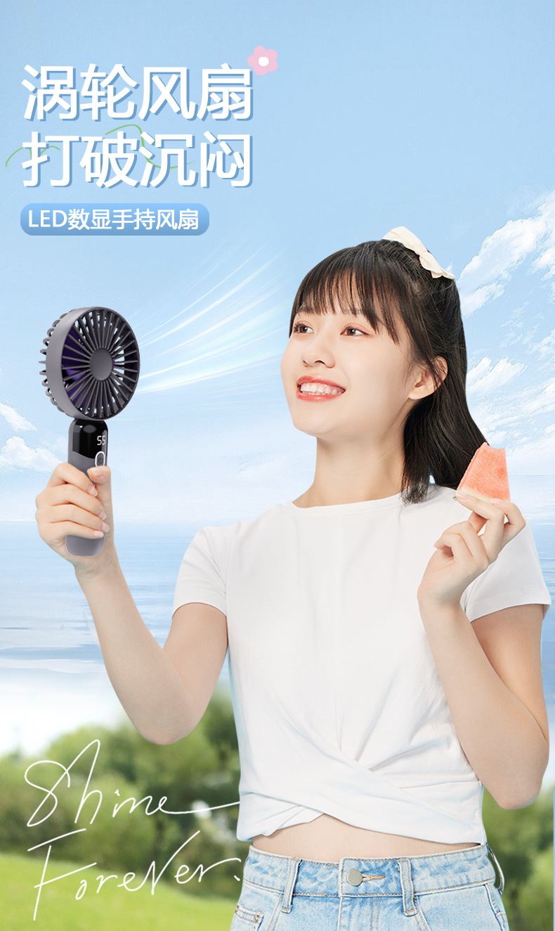 ZH13 Portable USB Rechargeable Handheld Mini Cooling Fan 1200mAh with Pedestal and Stand LED ...