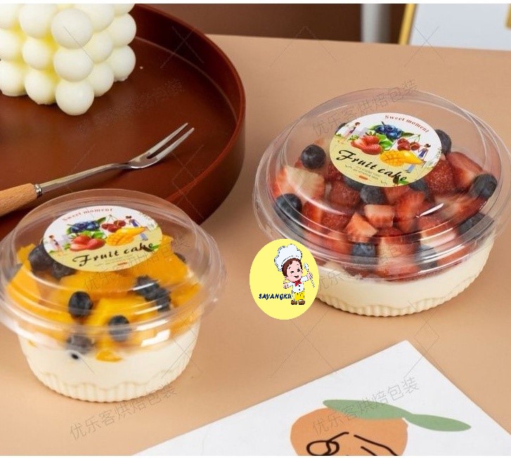 100Pcs/Pkt J581 / 200ml 9cm Jelly Box with Lid Fruit Cake Dessert Cup ...