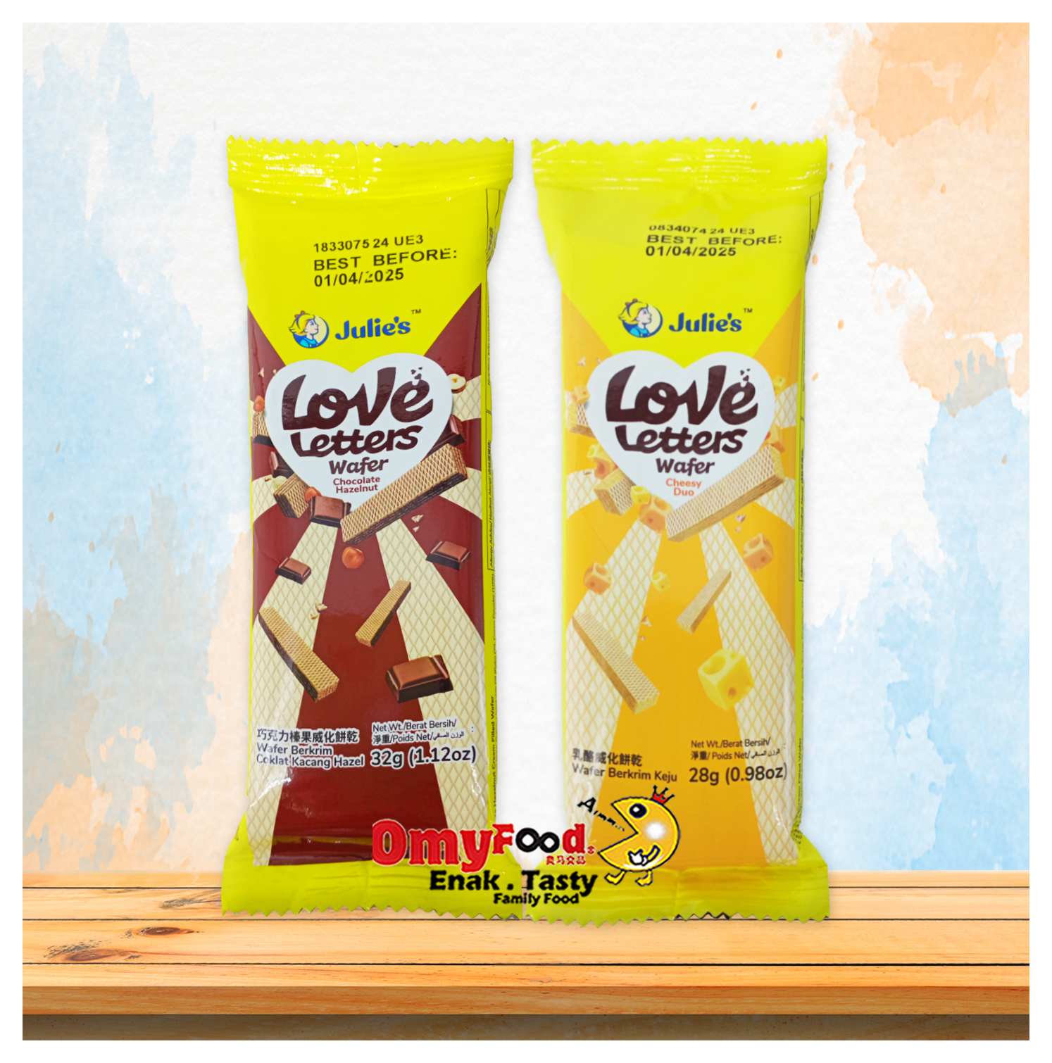 28g / 32g Julie's Love Letter Wafer [Cheesy Duo / Chocolate Hazelnut ...