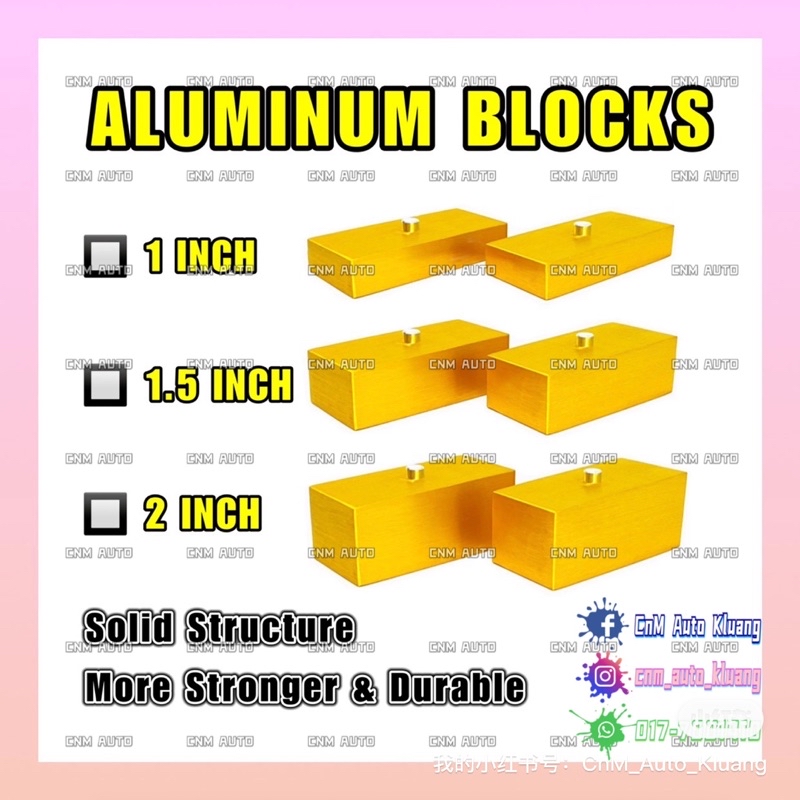 4x4 4WD Rear 1.5 inch Lift up Block Kit Set Solid Aluminum Hilux Triton Dmax D-max Navara Ranger ...