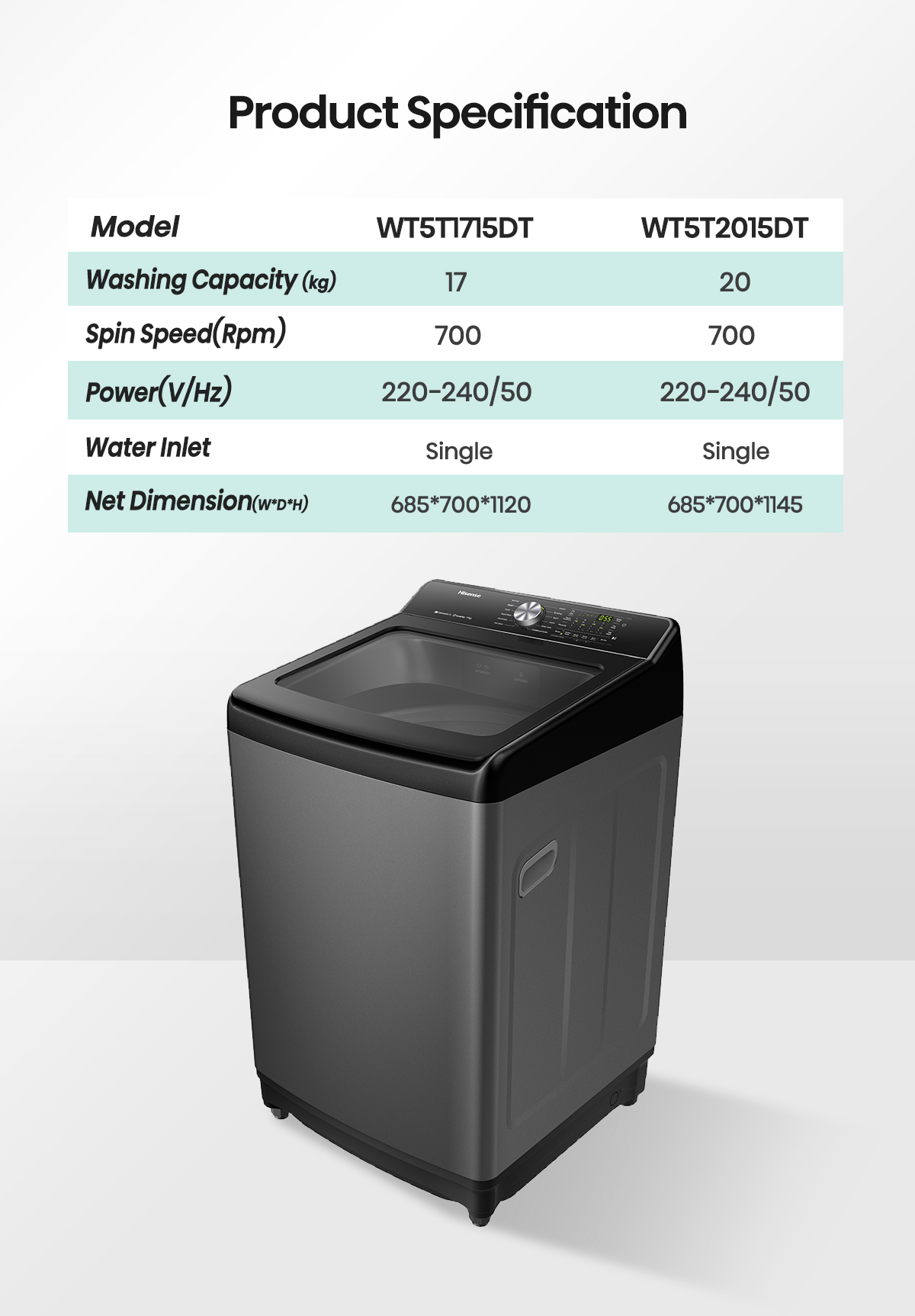 Hisense 20kg / 17kg DD Inverter Washing Machine Direct Drive Washer Mesin Basuh | Shopee Malaysia