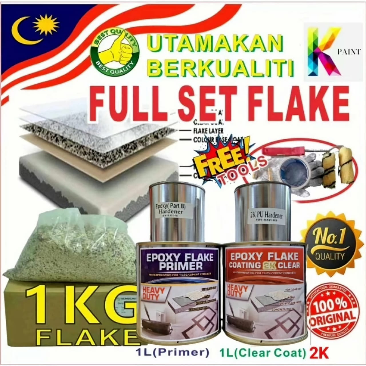 FULL SET FEDERAL Epoxy Colour Flake Coating 2K SERIES Floor Tile ...