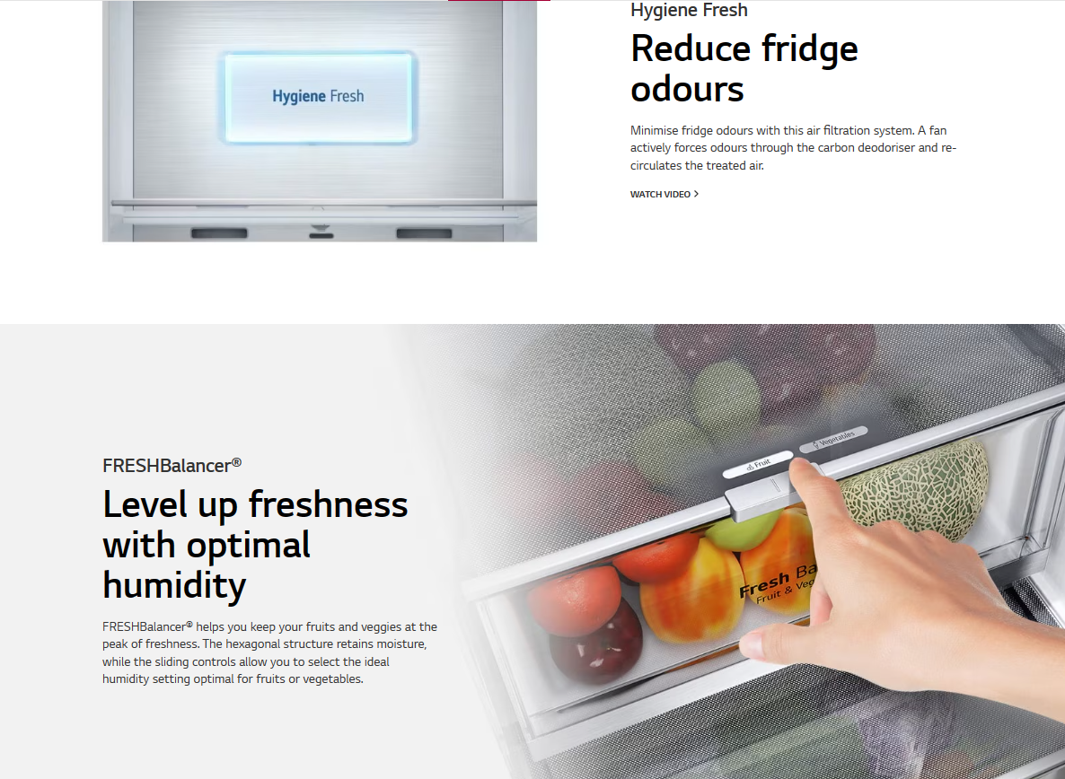 LG 655L Side-by-Side Inverter Fridge GC-V257CQFW in Matte Black Finish ...
