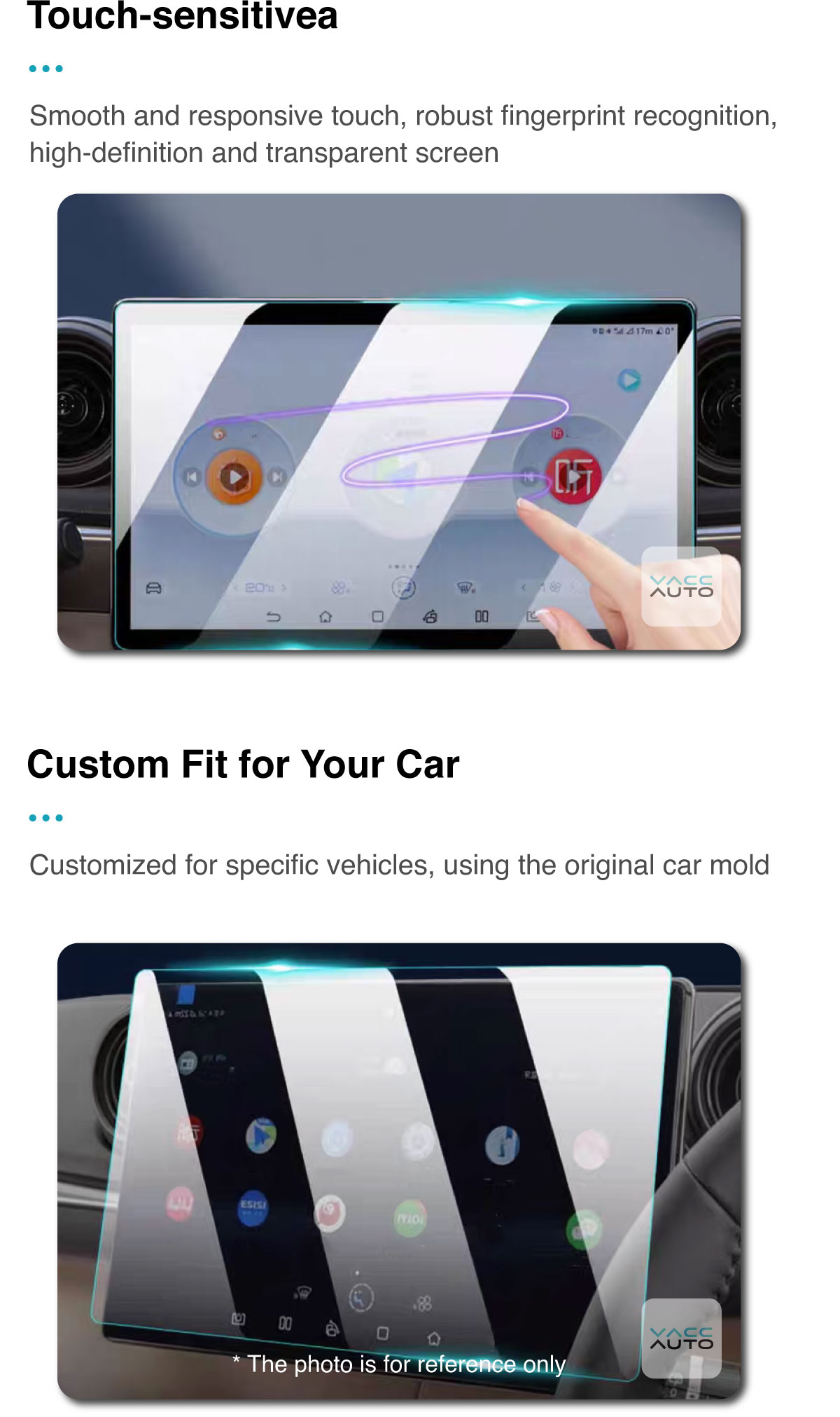 VACC AUTO Tempered Glass Screen Protector Center Control Infotainment ...