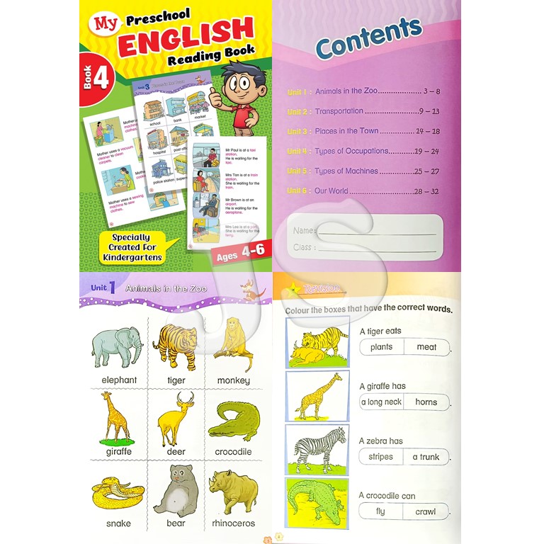 MY PRESCHOOL ENGLISH READING BOOK & ACTIVITY BOOK 1 - 4 - AGES 4-6 ...
