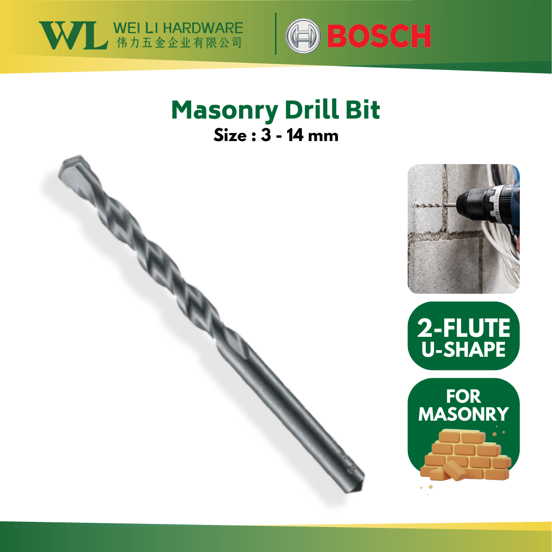 BOSCH 3-14mm Masonry Drill Bit / drill bit batu / hammer drill mata ...