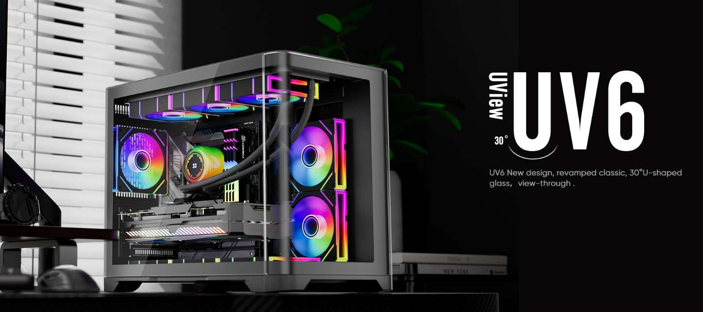 1st Player UV6 U-Shape Glass Transparent BLACK WHITE Gaming Case ...