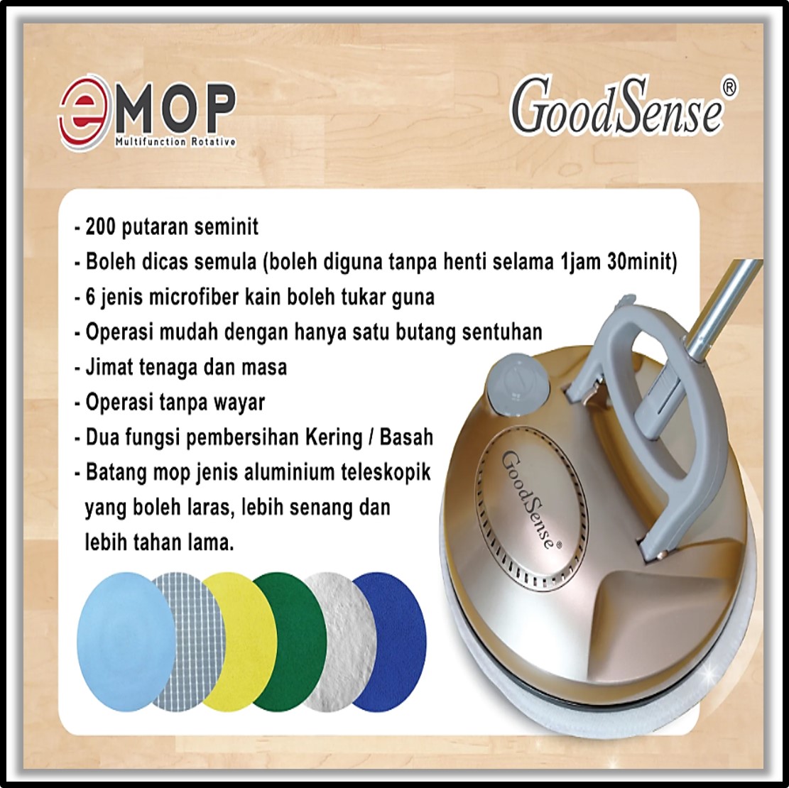 [FREE CLEANING PADS] GOODSENSE Multifunction Rotative eMop Electric ...