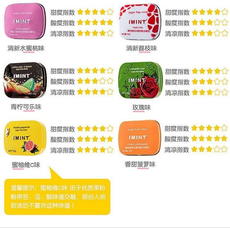 IMINT 无糖薄荷糖 Sugar Free Mint Candy Sweet 清凉润喉糖 清新口气糖 I'Mint 益美兹 | Shopee ...