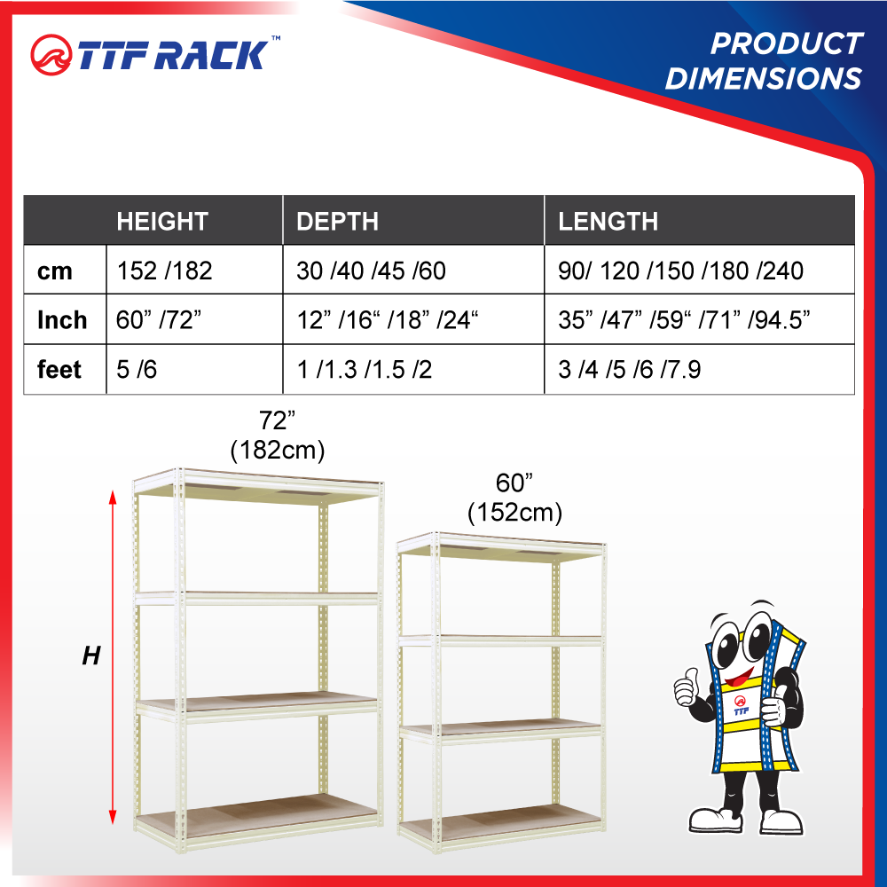 TTF Rack™ Rakku Rack 4 Levels Beige /Boltless Rack Rak Dapur Heavy Duty ...