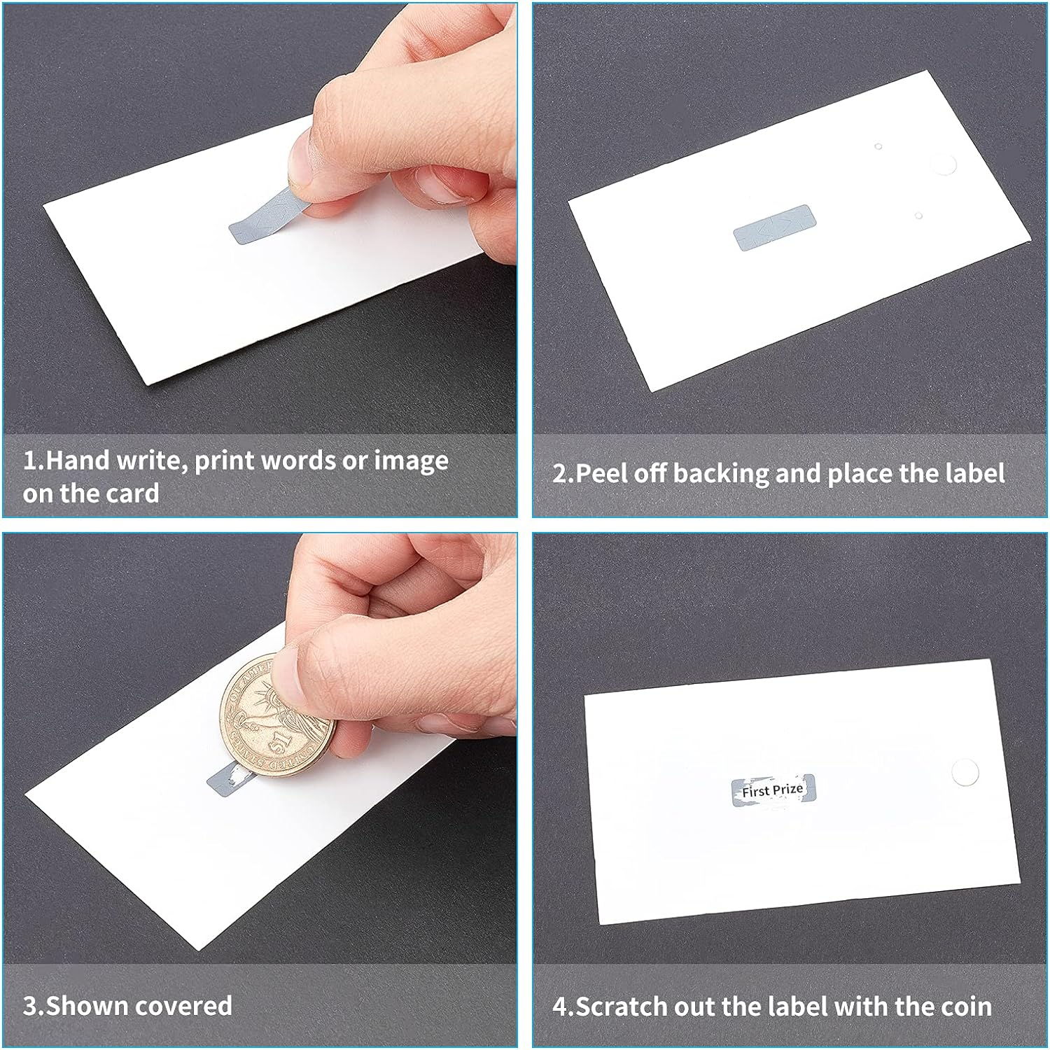 100Pcs Adhesive Scratch Off Sticker Silver Rectangle Scratch Off Card ...